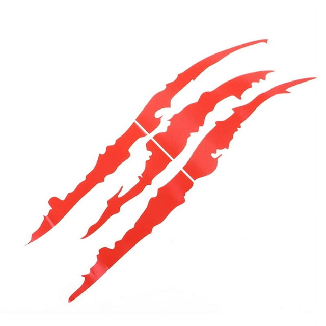 (Red) Car Stickers Reflective Monster Claw Marks Scratch Stripe Marks ...