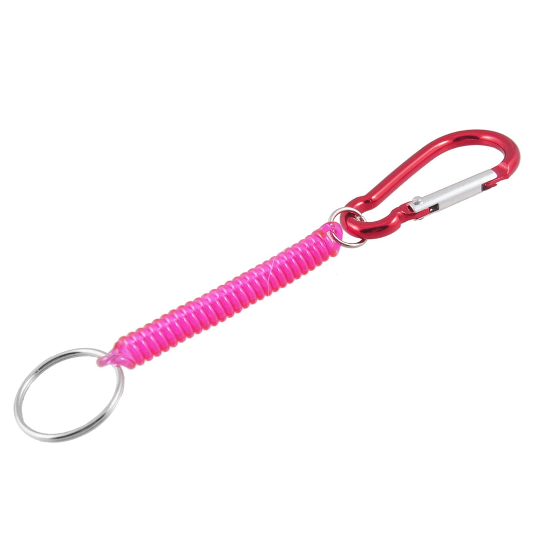 Red Carabiner Hook Pink Stretchy Coil Keychain Keychain Strap Rope ...