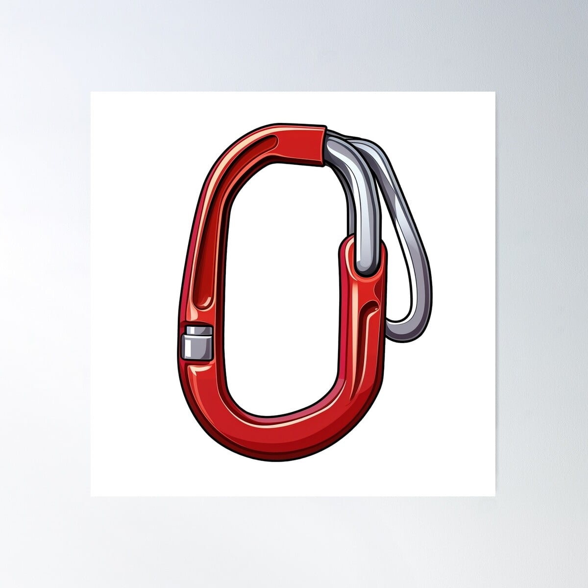 Red Carabiner Rock Climber Free Climber - Digital Art - Outdoor Sticker ...