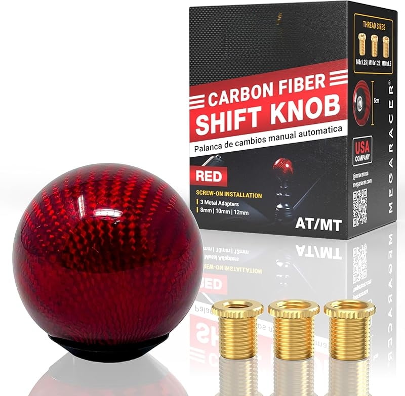 Red Carbon Fiber Shift Knob Buttonless Automatic Manual Shift Knobs ...