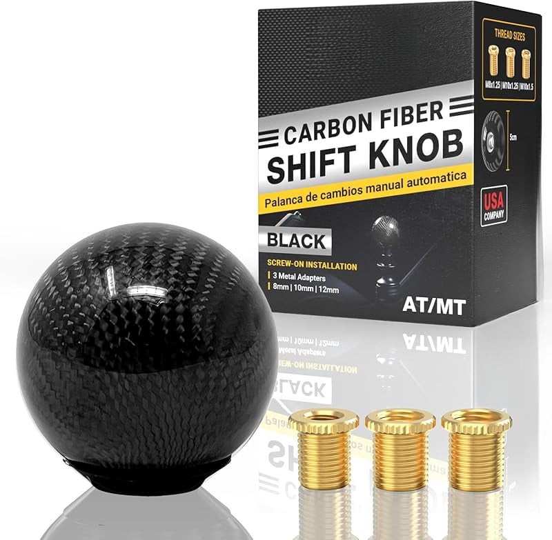 Red Carbon Fiber Shift Knob Buttonless Automatic Manual Shift Knobs ...