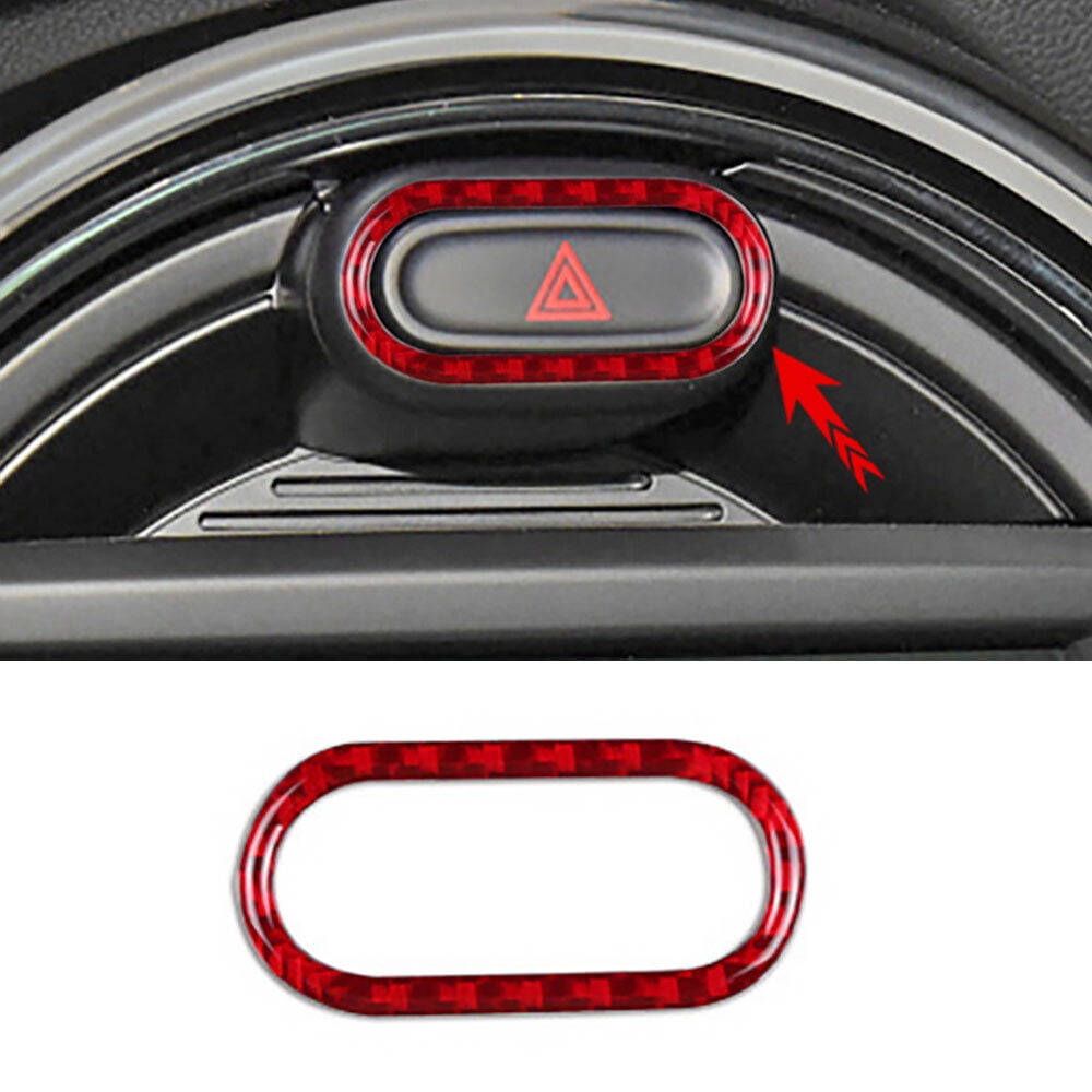 Red Carbon Fibre Car warning light sticker Interior Warning Light Cover ...
