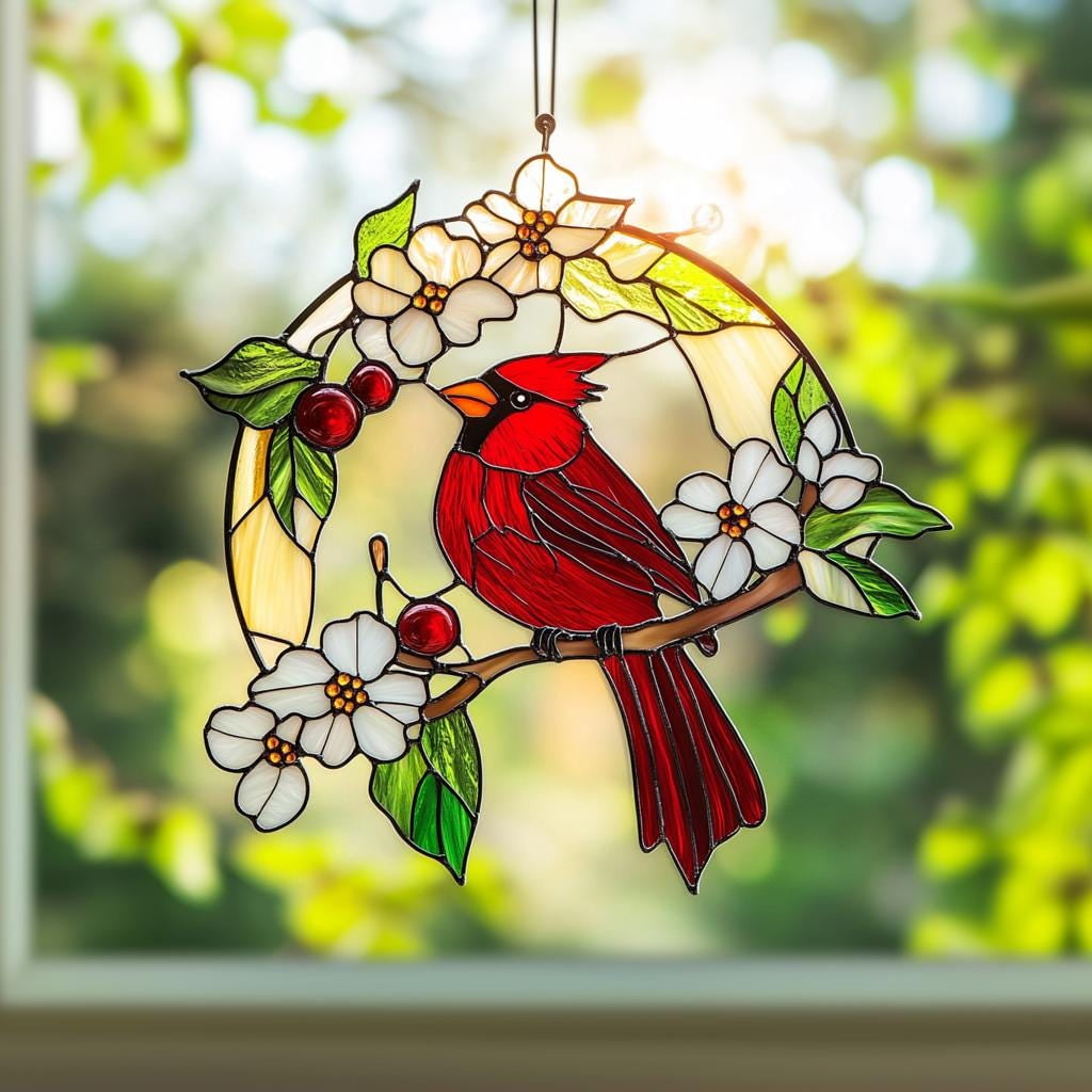 Red Cardinal Acrylic Ornament Window Hanging Red Bird Suncatcher ...