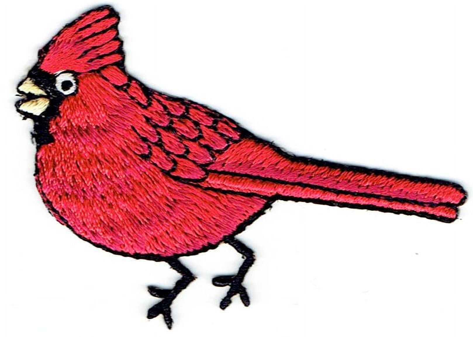 Red Cardinal - Bird - Facing Left - Iron on Applique - Embroidered ...