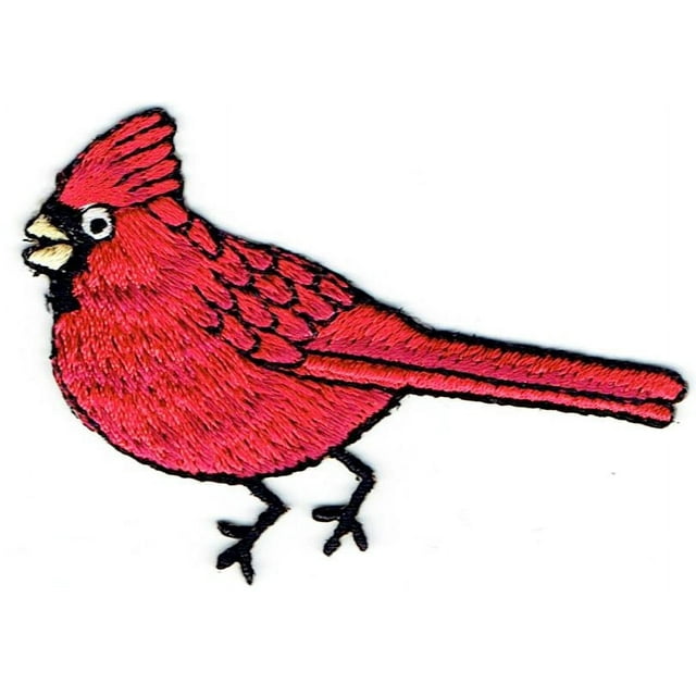 Red Cardinal - Bird - Facing Left - Iron on Applique - Embroidered ...