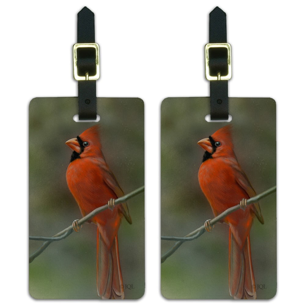 Red Cardinal Bird On Branch Luggage ID Tags Suitcase Carry-On Cards ...