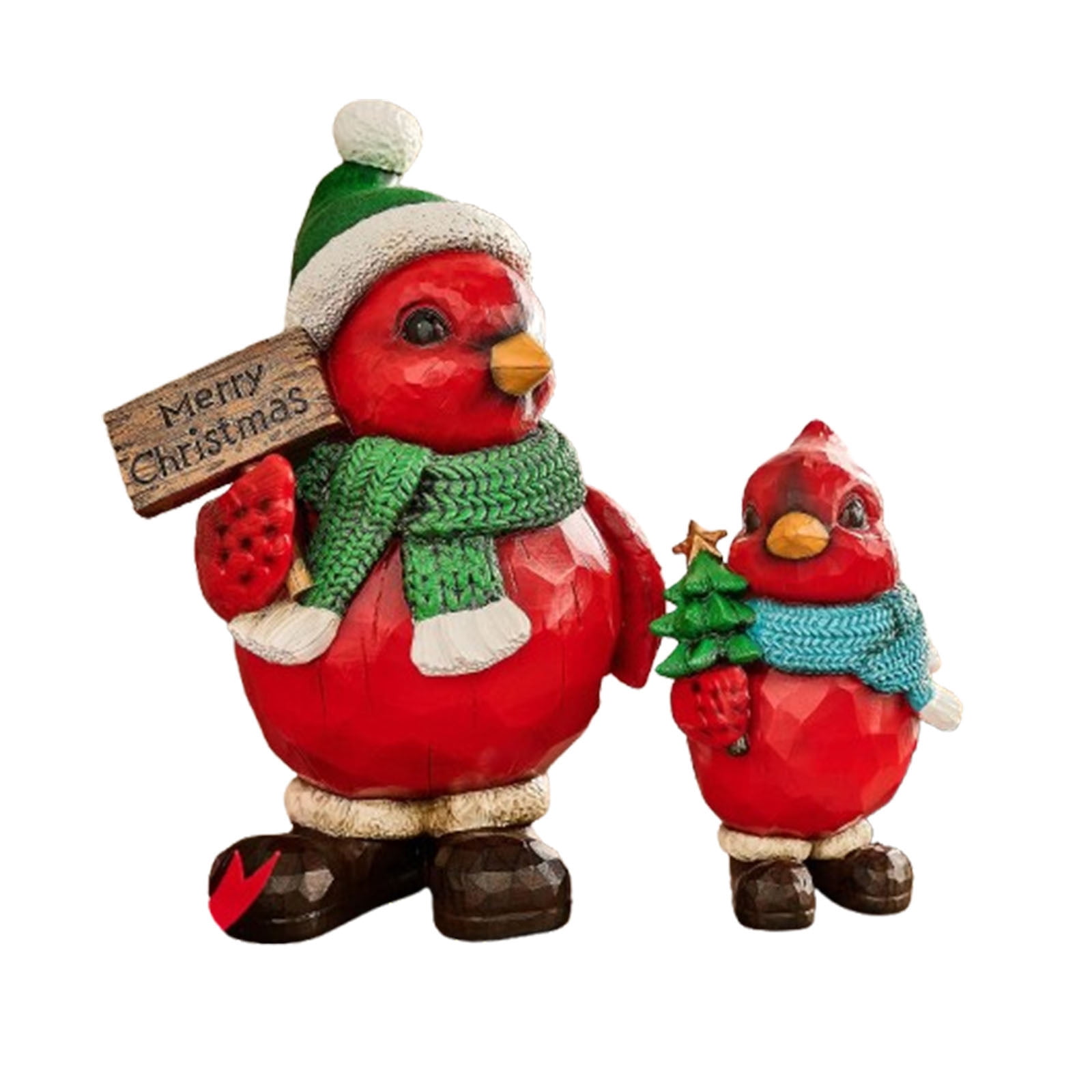 Red Cardinal Bird Statue For Seasonal Home Decor Resin Material With ...