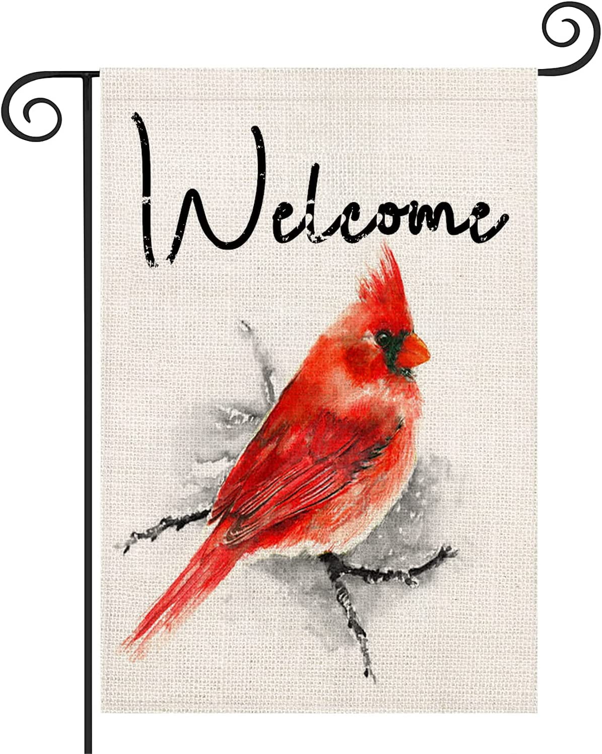 Red Cardinal Birds Garden Flag Double Sided Vertical 12x18 Inch Welcome ...
