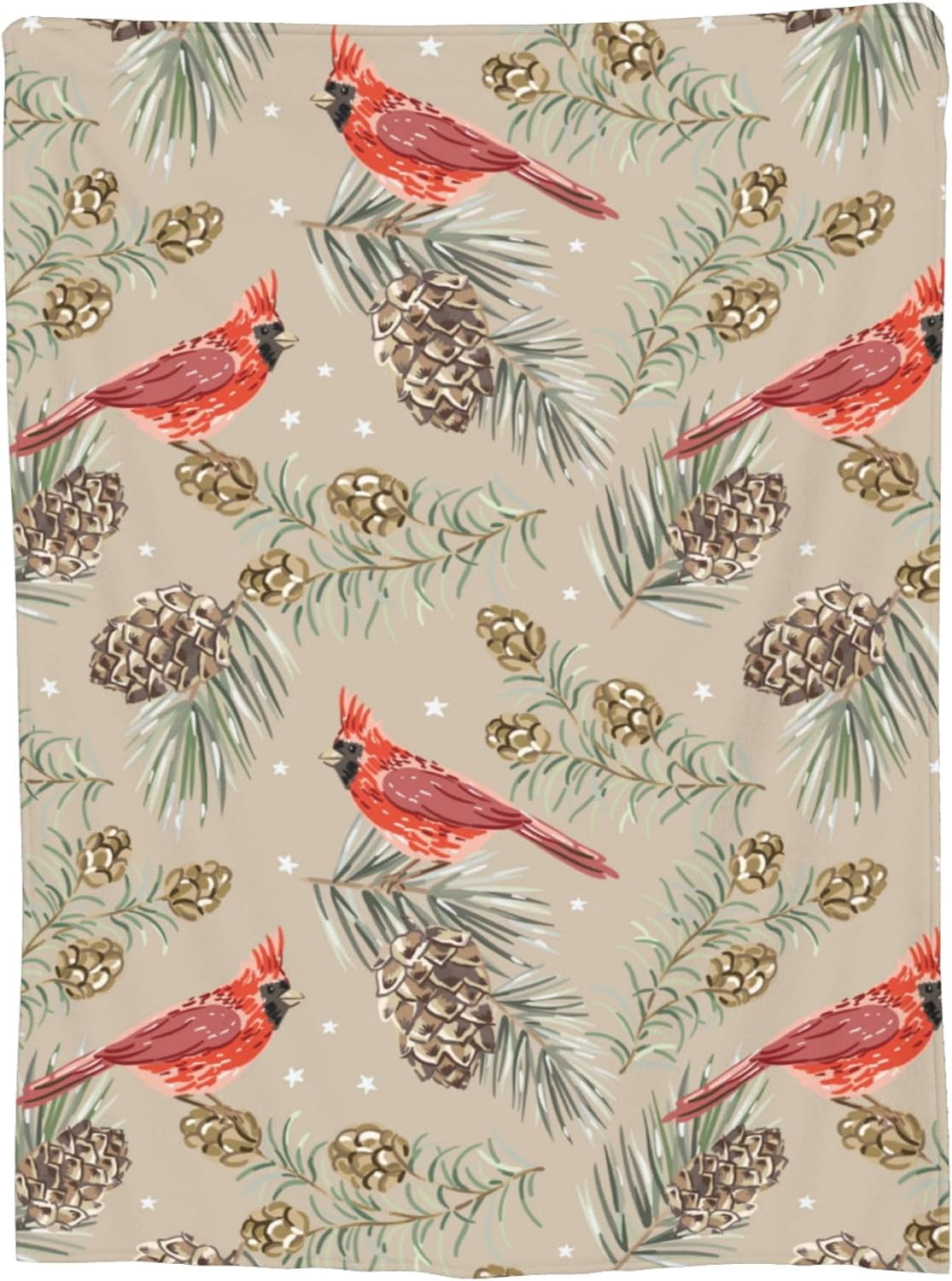 Red Cardinal Blanket Retro Cute Bird Pine Twigs Throw Blankets Gifts ...
