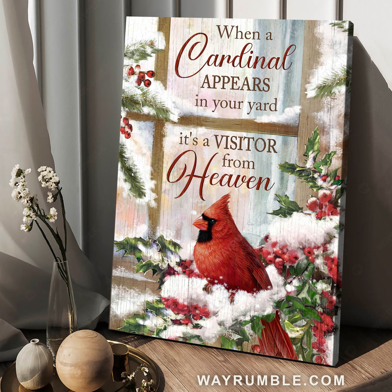 Red Cardinal, Cranberry Drawing, Winter Season, When A Cardinal Appears ...