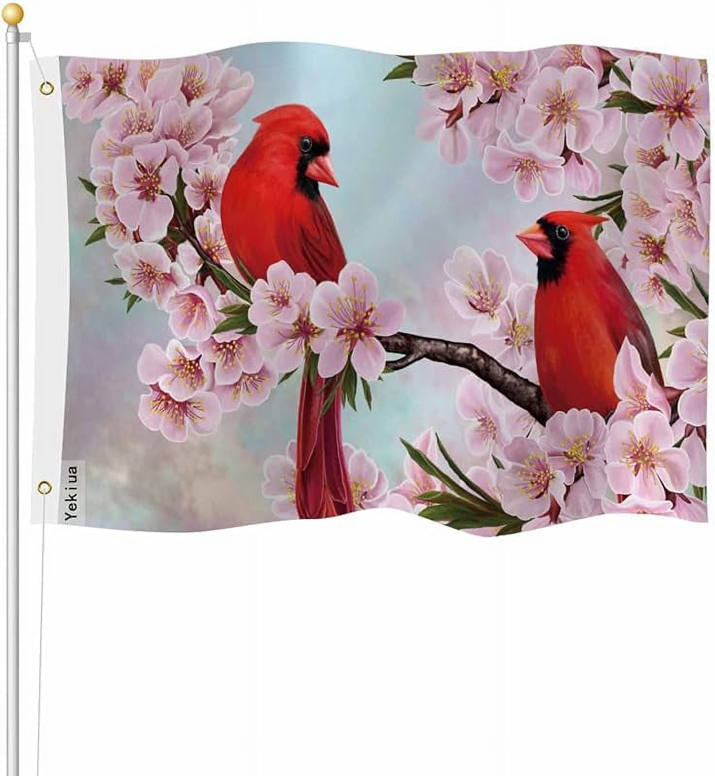 Red Cardinal Flag 3X5 Ft Outdoor Spring Summer Two Bird On Branch ...