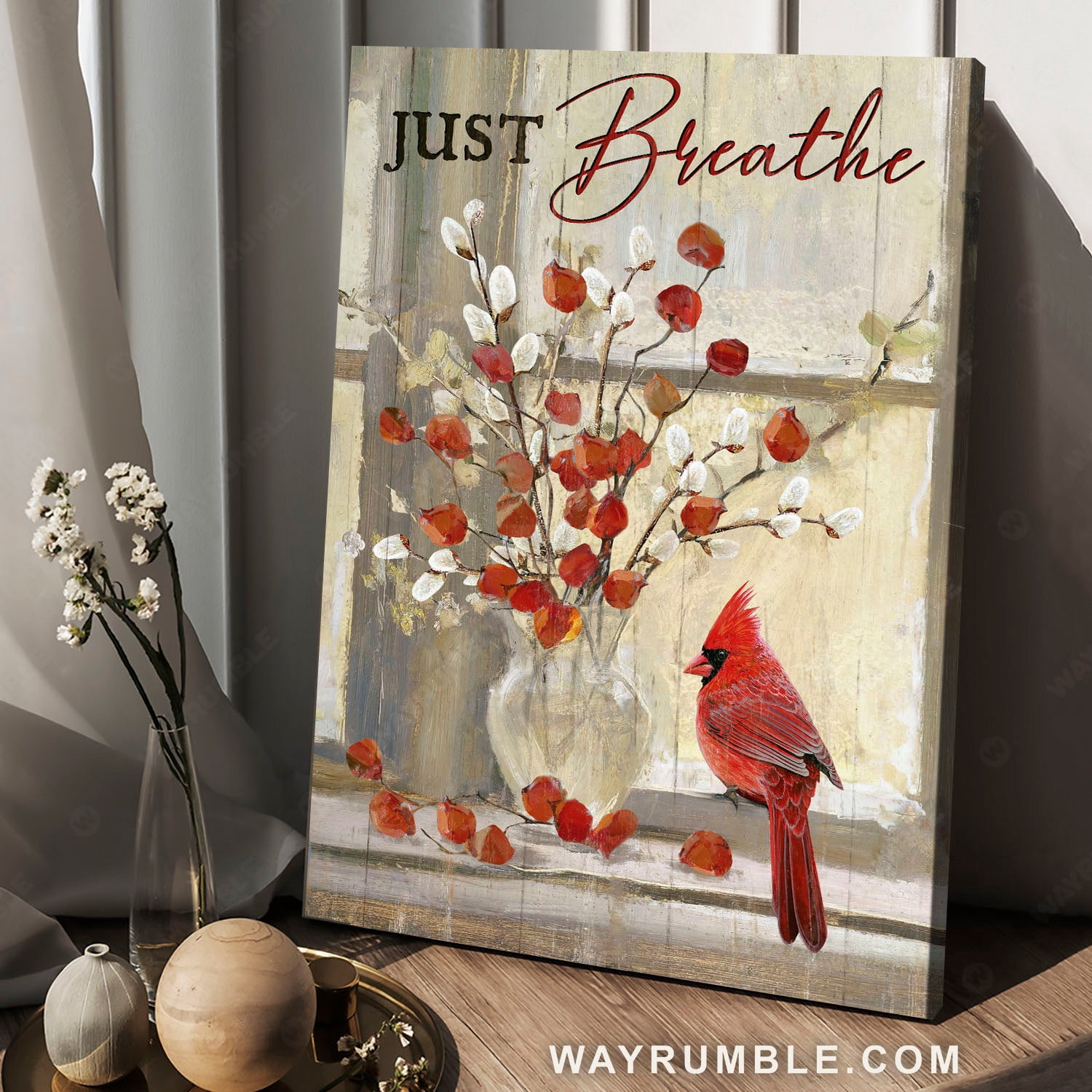 Red Cardinal, Fuchsia Flower, Willow Flower, Just Breathe - Jesus ...