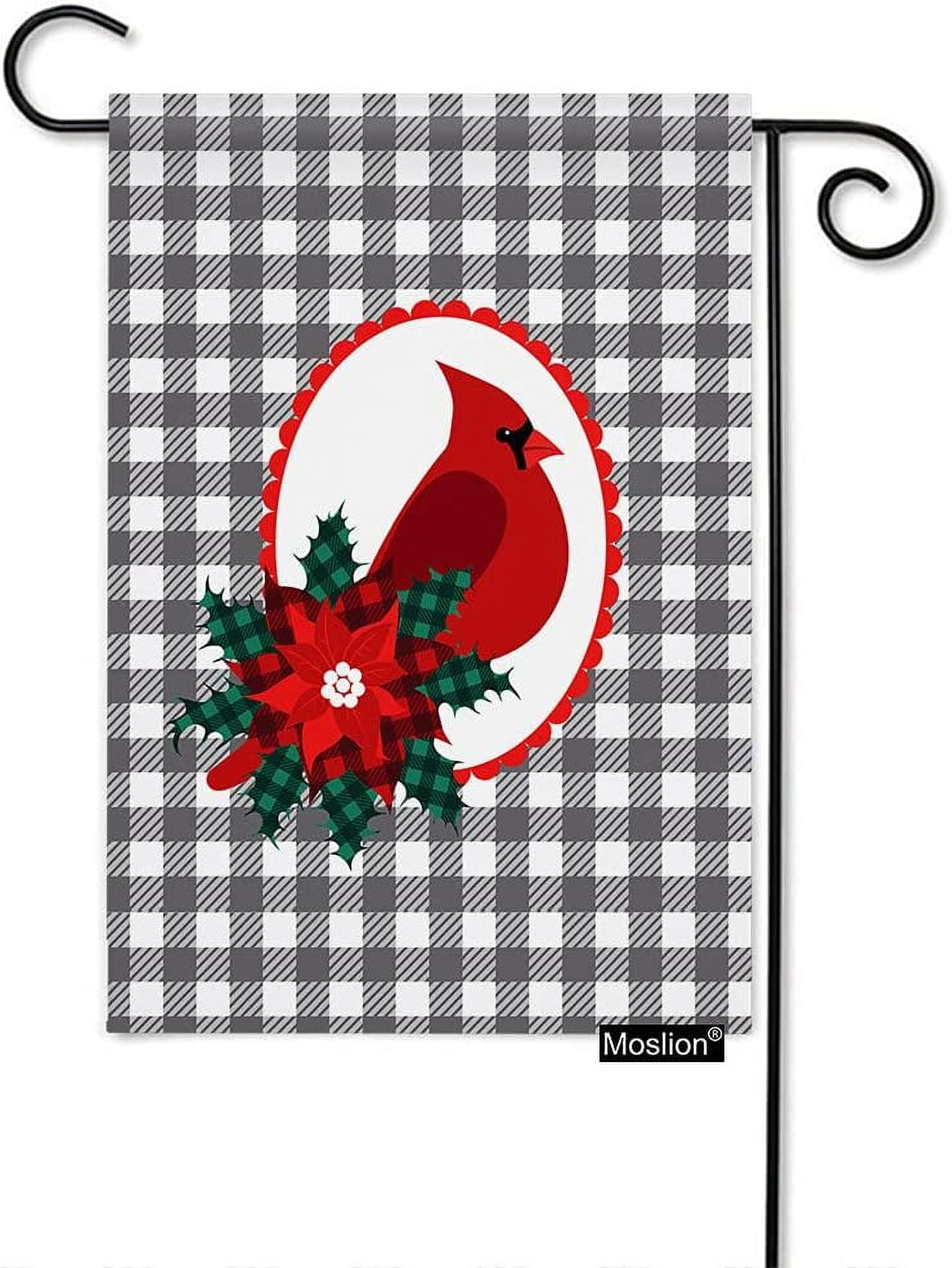 Red Cardinal Garden Flag 12x18 Inch Bird Poinsettia Holly Leaves in ...