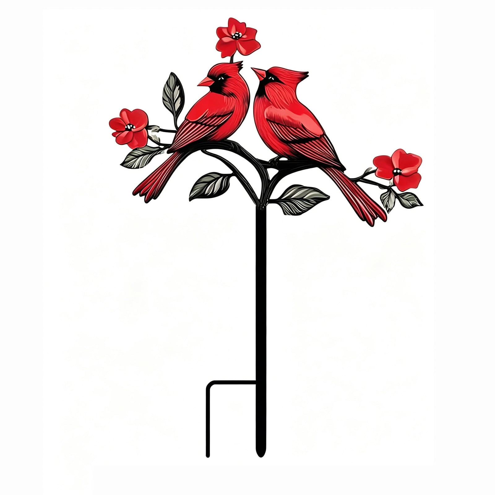 Red Cardinal Garden Stake, Metal Outdoor Garden Decor, 13.8" Tall Yard ...
