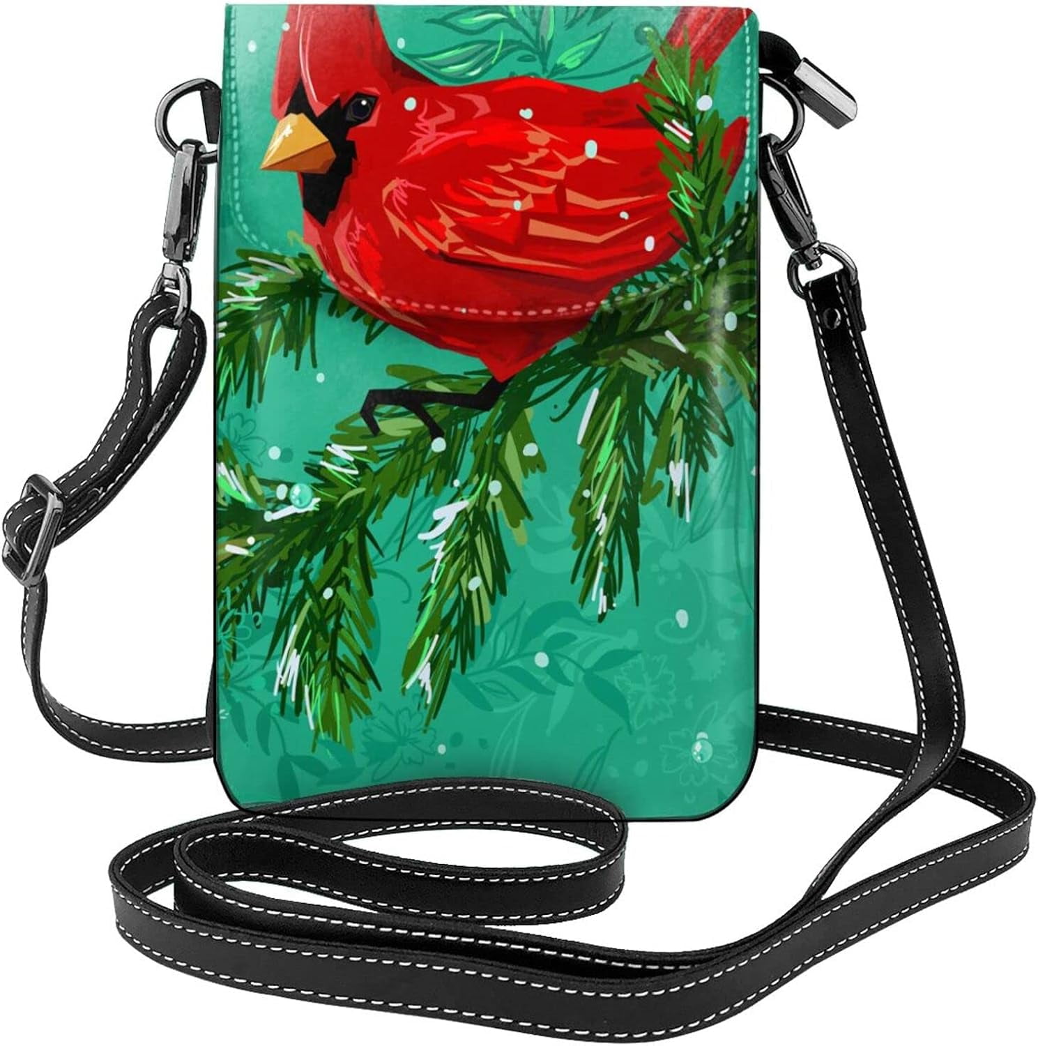 Red Cardinal Green Tree Women Cell Phone Purse Small Crossbody Bag ...