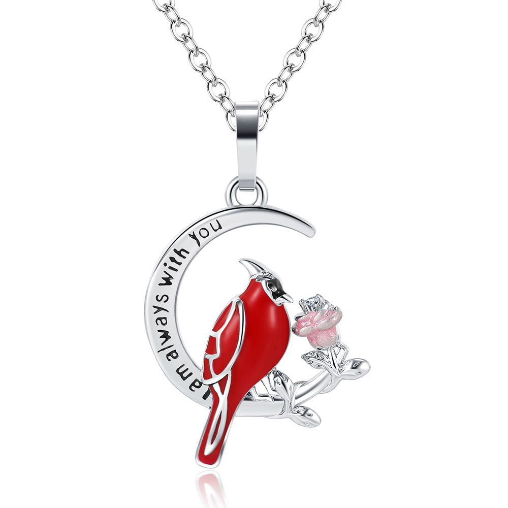 Red Cardinal Lucky Birds Love Heart Pendant Choker Necklace Eternity ...
