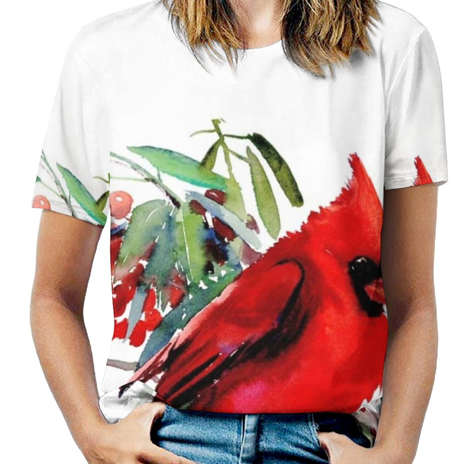 Red Cardinal New Fashion Zip Off Shoulder Top Short-Sleeve Women Shirt ...