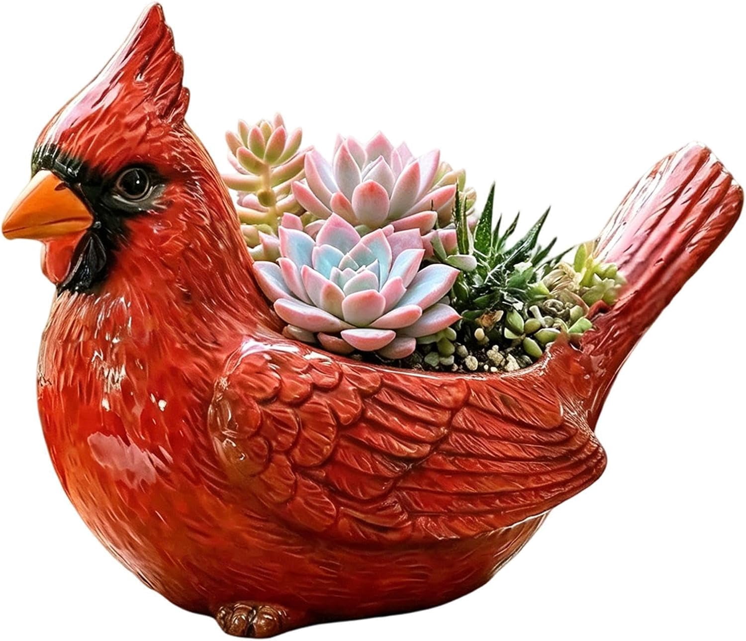 Red Cardinal Planter, Resin Decorative Succulent Pot, For Indoor ...