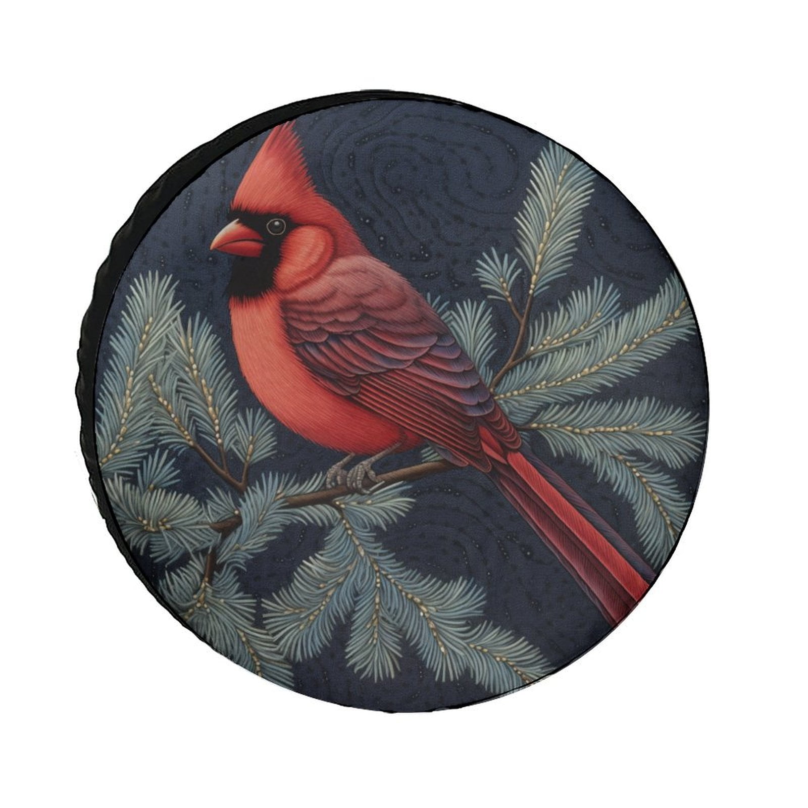 Red Cardinal Sits On A Pine Branch In The Winter Camping Spare Tire ...