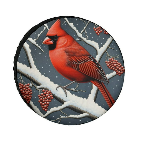 Red Cardinal Sitting On A Tree Branch In The Winter Spare Tire ...