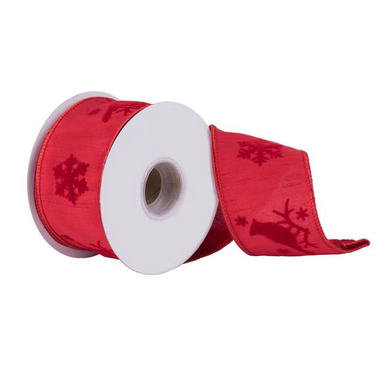 Red Cardinal Snowflake Wired Ribbon, 2.5 in. x 10 yard - Walmart.com