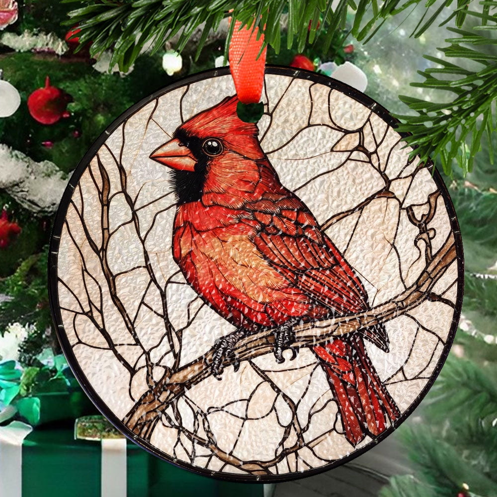 Red Cardinal Stained Glass SunCatcher Northern Cardinal Bird Window ...