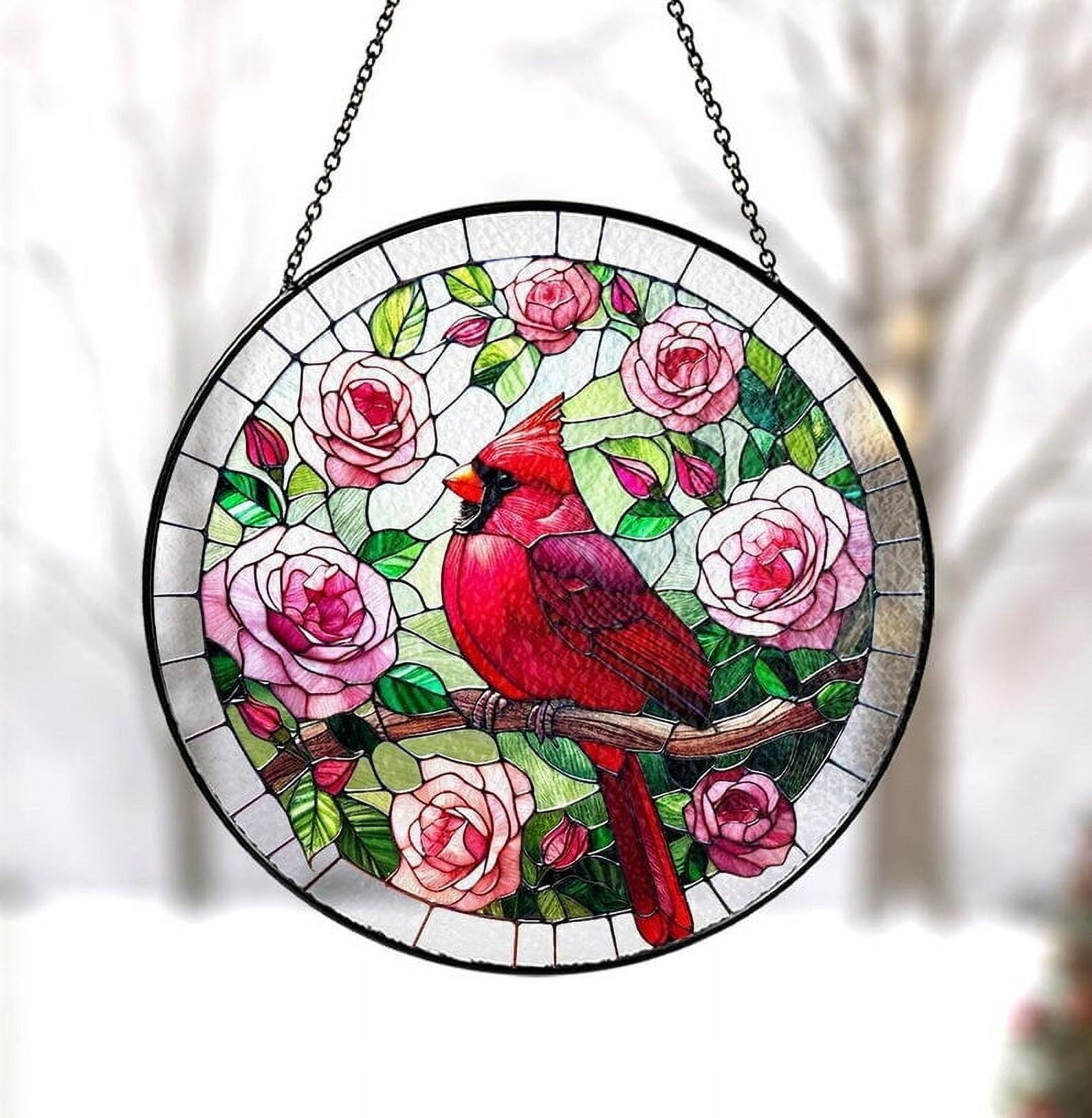 Red Cardinal Stained Glass Suncatcher,Cardinal Bird Lover,Bird ...