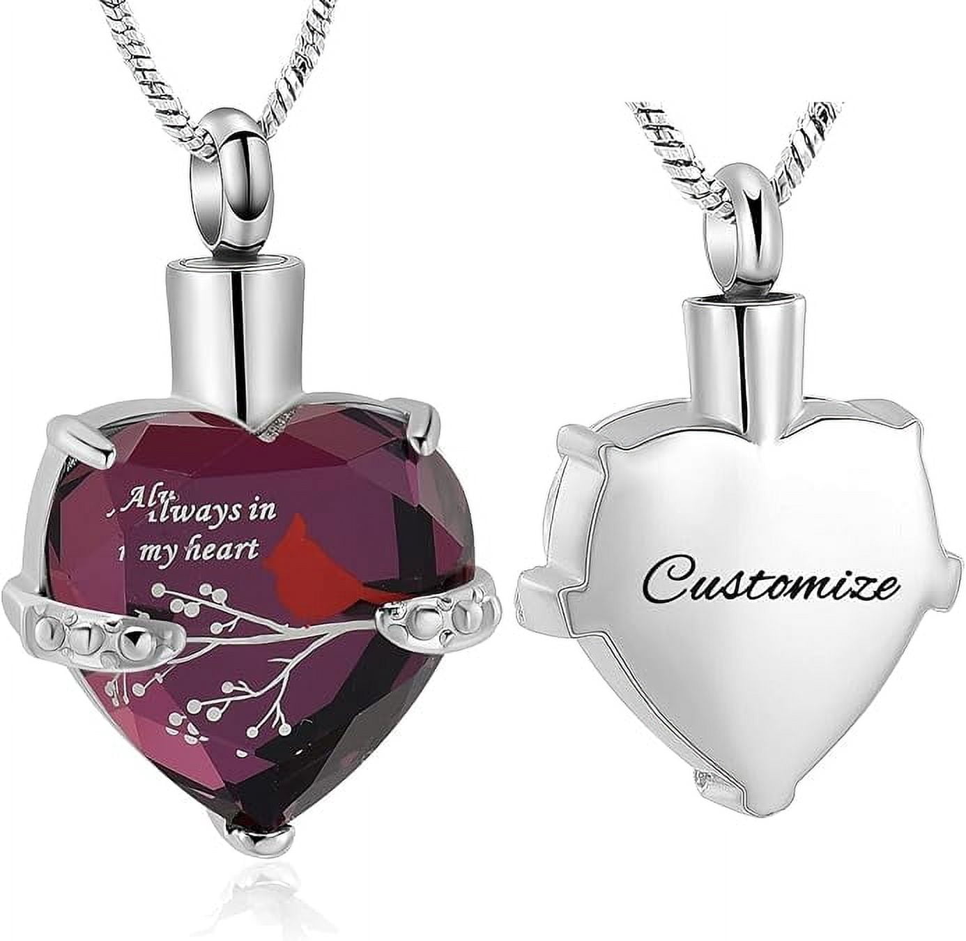 Red Cardinal Urn Necklace for Ashes Women Men Crystal Heart Urn Locket ...
