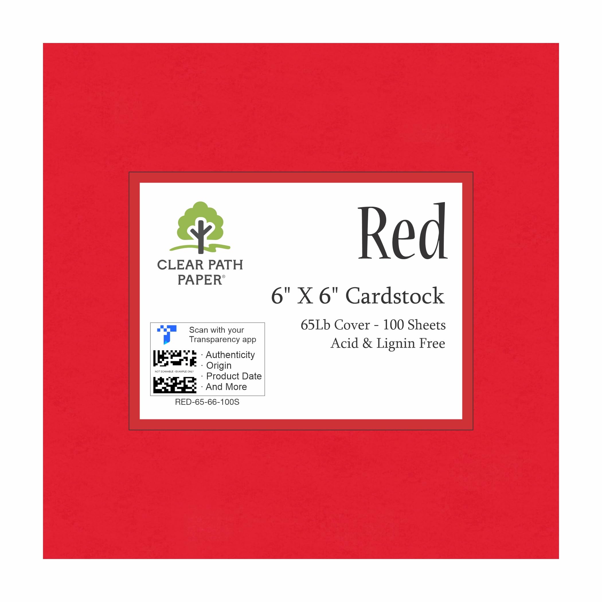 Red Cardstock - 6 MMF7 x 6 inch - 65Lb Cover - 100 Sheets - Clear Path ...