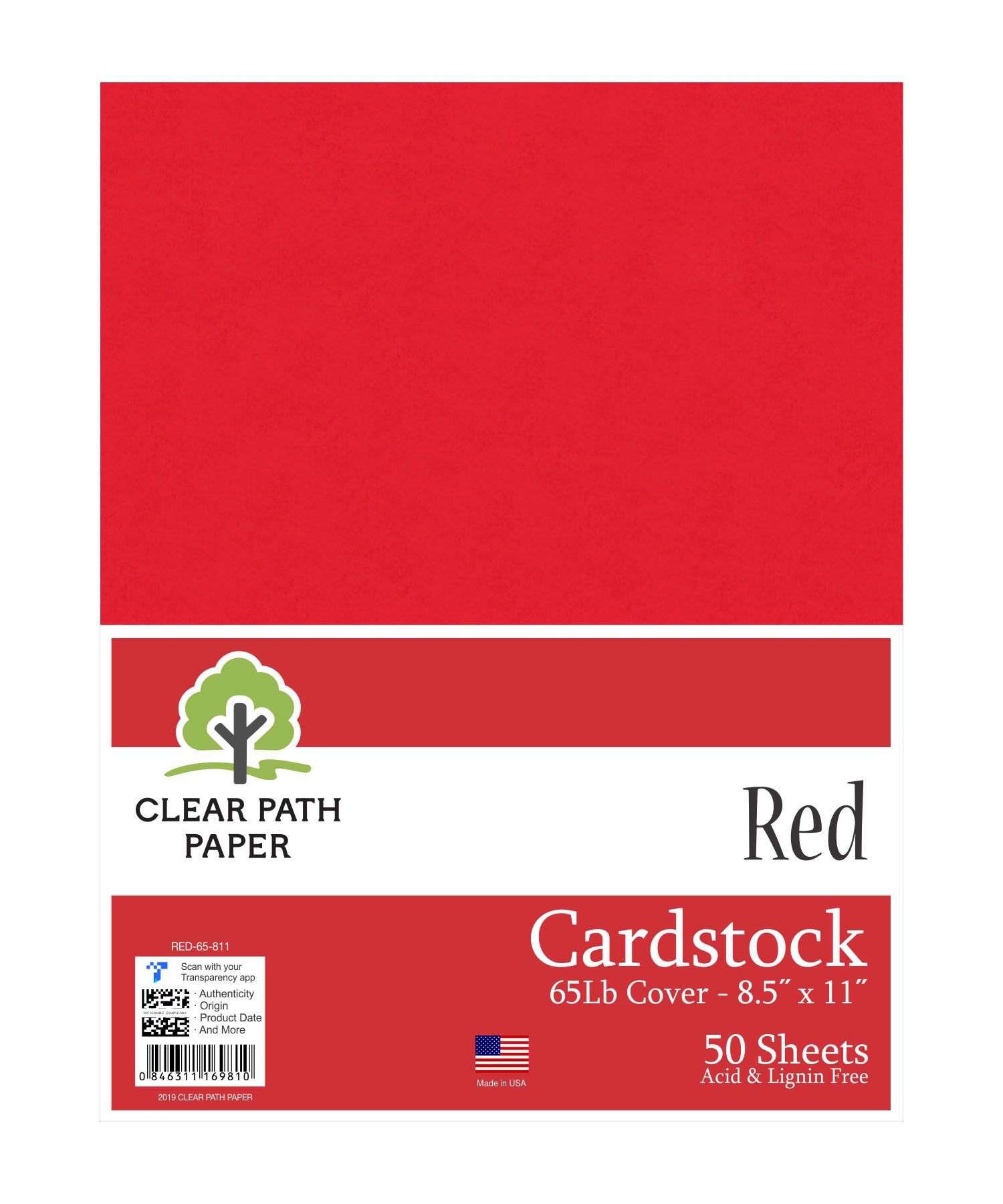 Red Cardstock - 8.5 x 11 inch - 65Lb Cover - 50 Sheets - Clear Path ...