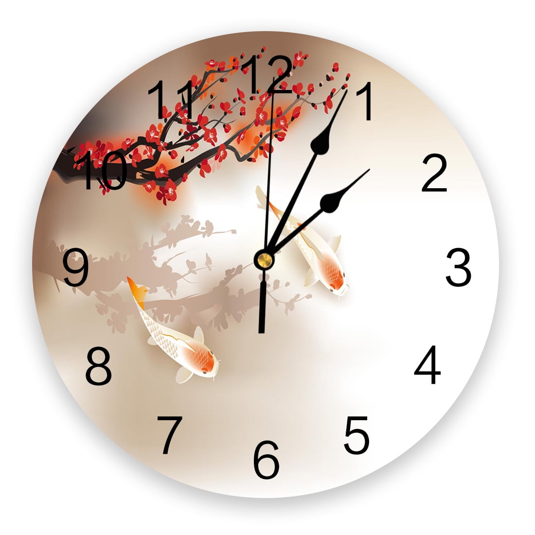 Red Carp Cherry Blossom Clocks Home Wall rations Living Room Wall Clock ...