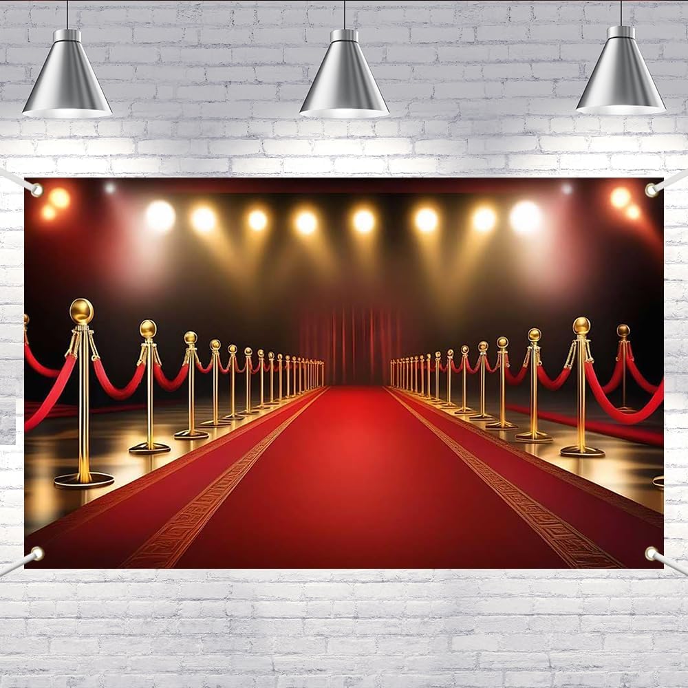 Red Carpet Curtain Banner Photography Backdrop Gold Stage for Champion ...