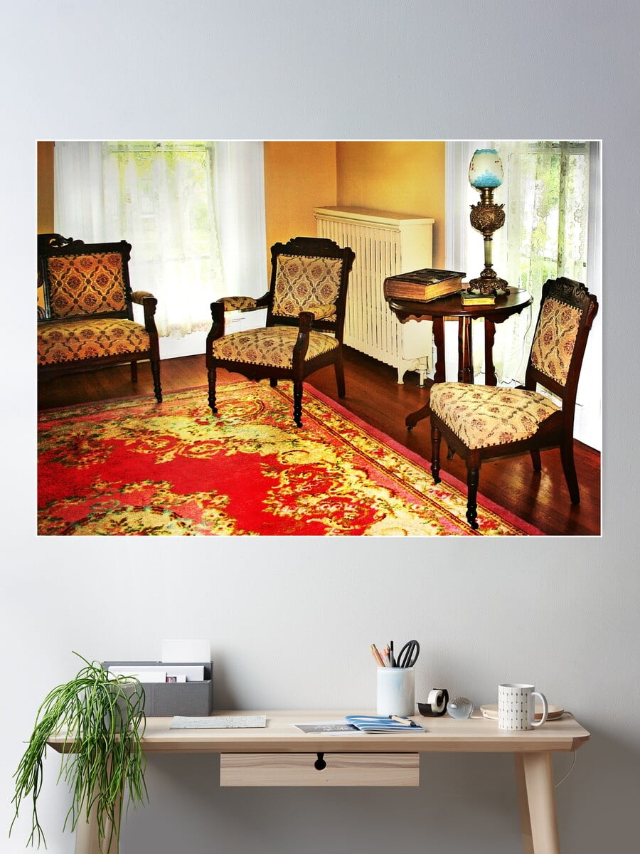 Red Carpet In A Parlor Poster Wall Art, Modern Wall Decor For Living ...