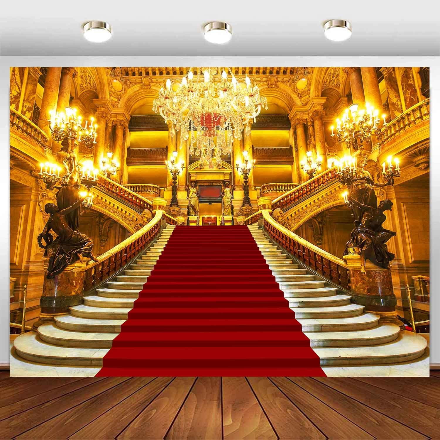Red Carpet Palace Backdrop Royal Golden Castle Gorgeous European Hall ...