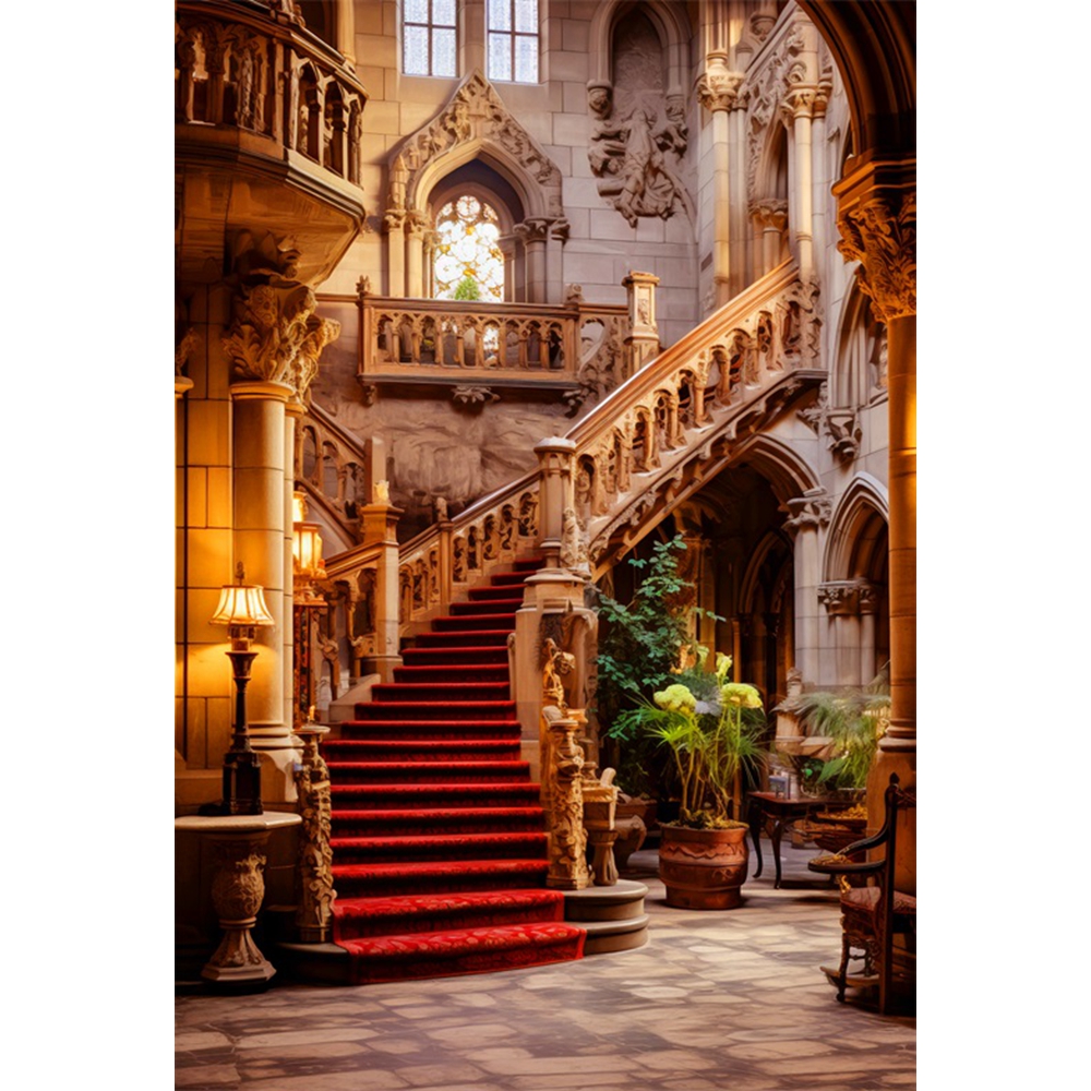 Red Carpet Stairs Photography Backdrop Luxurious Opera Castle Light ...