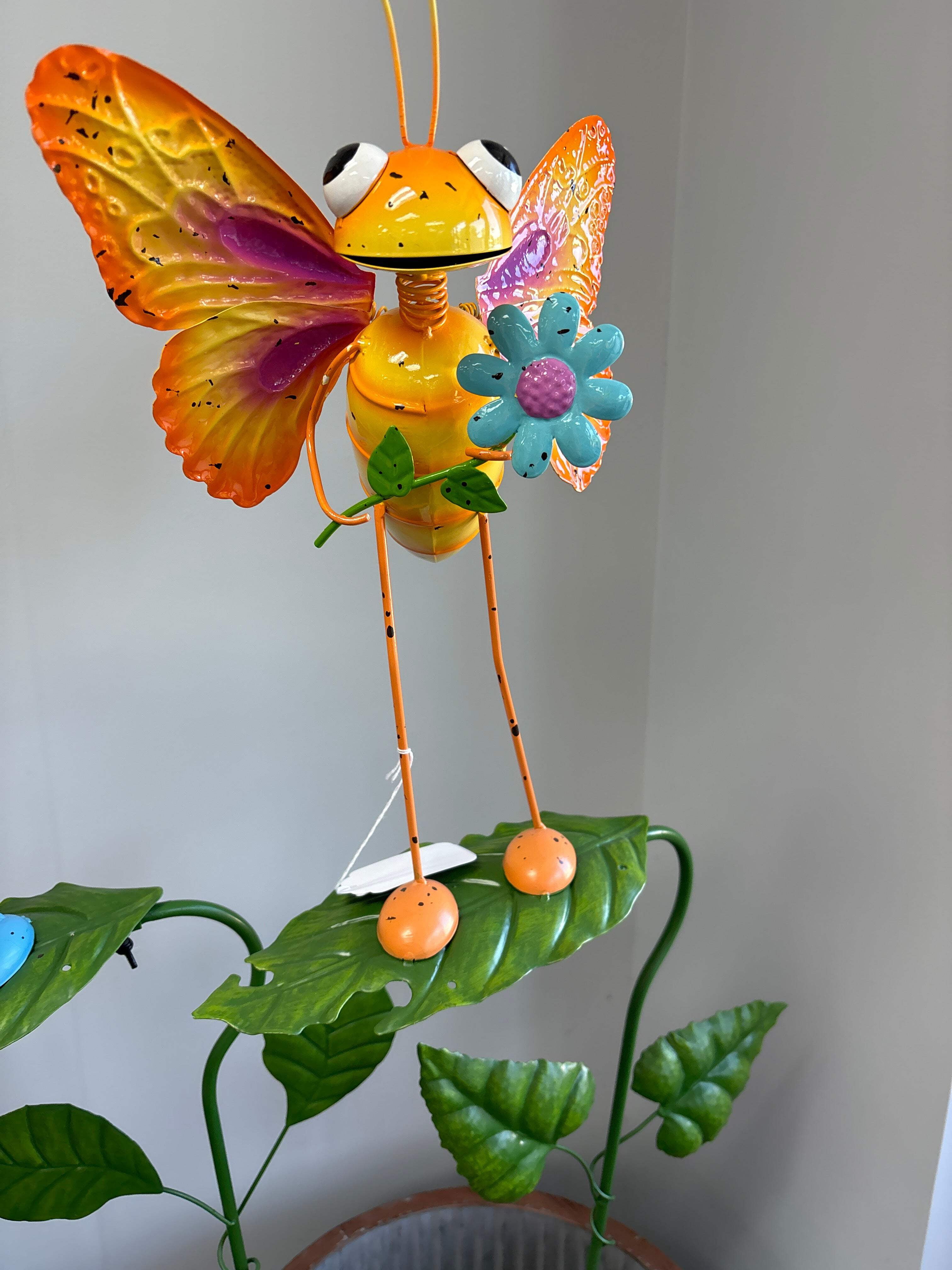 Red Carpet Studios Stake Butterfly on Leaf Yellow - Walmart.com