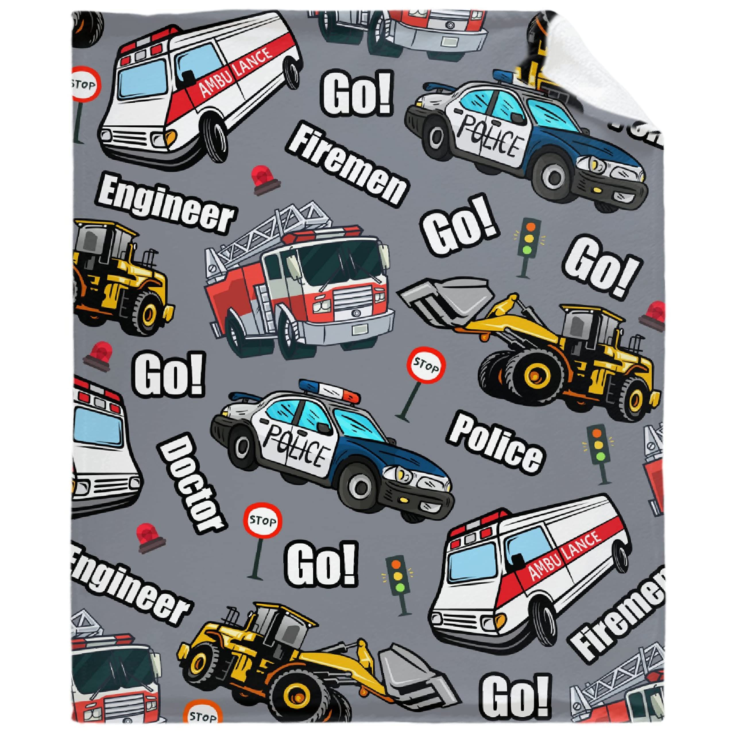 Red Cartoon Fire Truck Car Throw Blanket Fire Fighting Equipment Fire ...