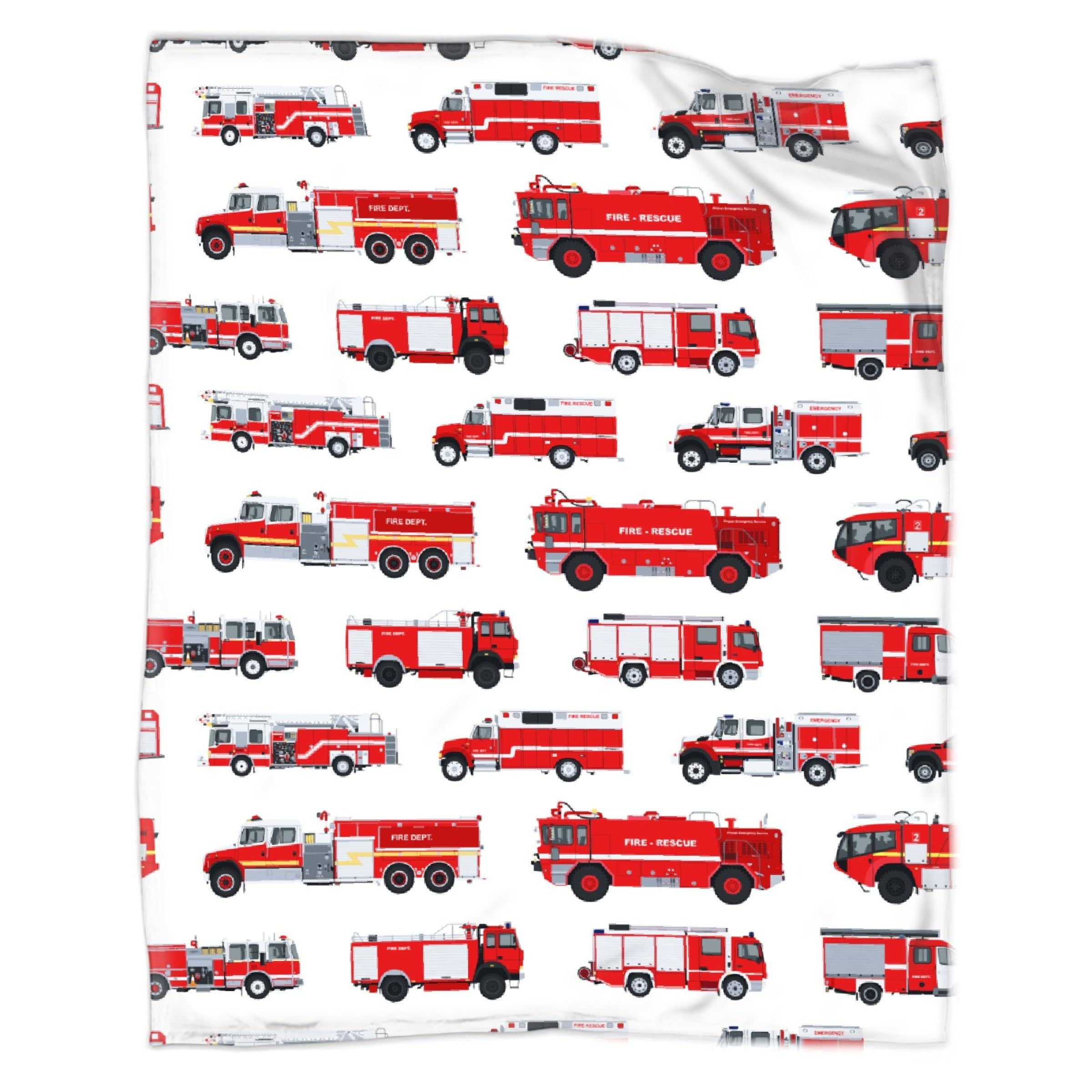 Red Cartoon Fire Truck Car Throw Blanket Fire Fighting Equipment Fire ...