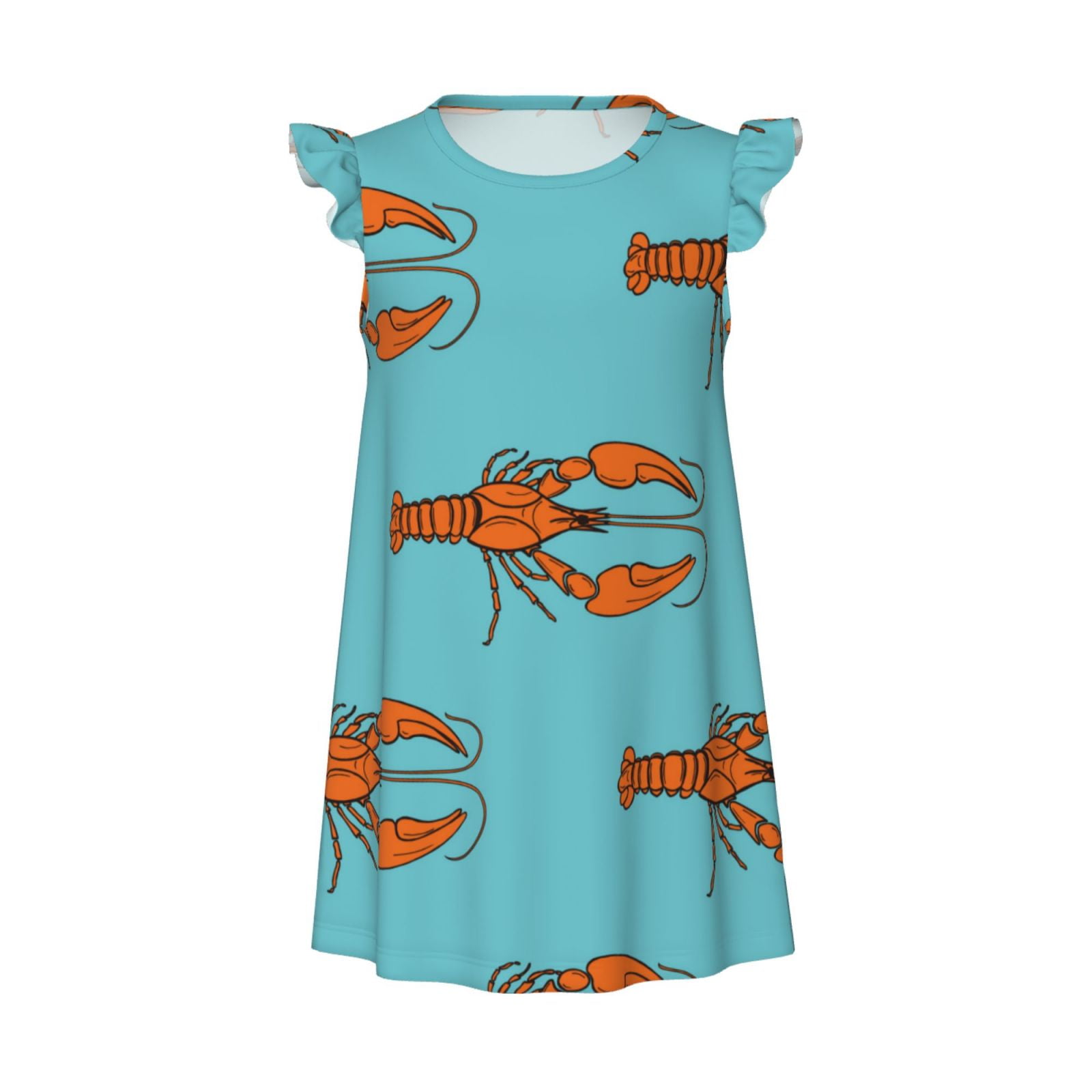 Red Cartoon Lobster Print Girls Nightgowns, Pajamas for Girls, Soft ...