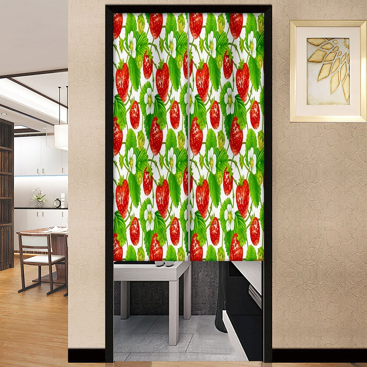 Red Cartoon Strawberry Doorway Curtains Rustic Style Noren Kitchen ...