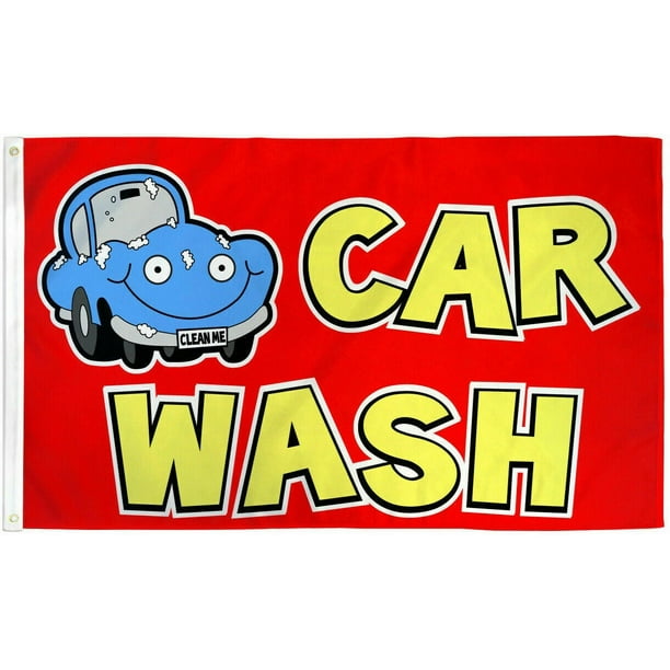Red Carwash Flag 3x5ft Car Wash Banner Sign Bandera Lavar de Autos 100D ...