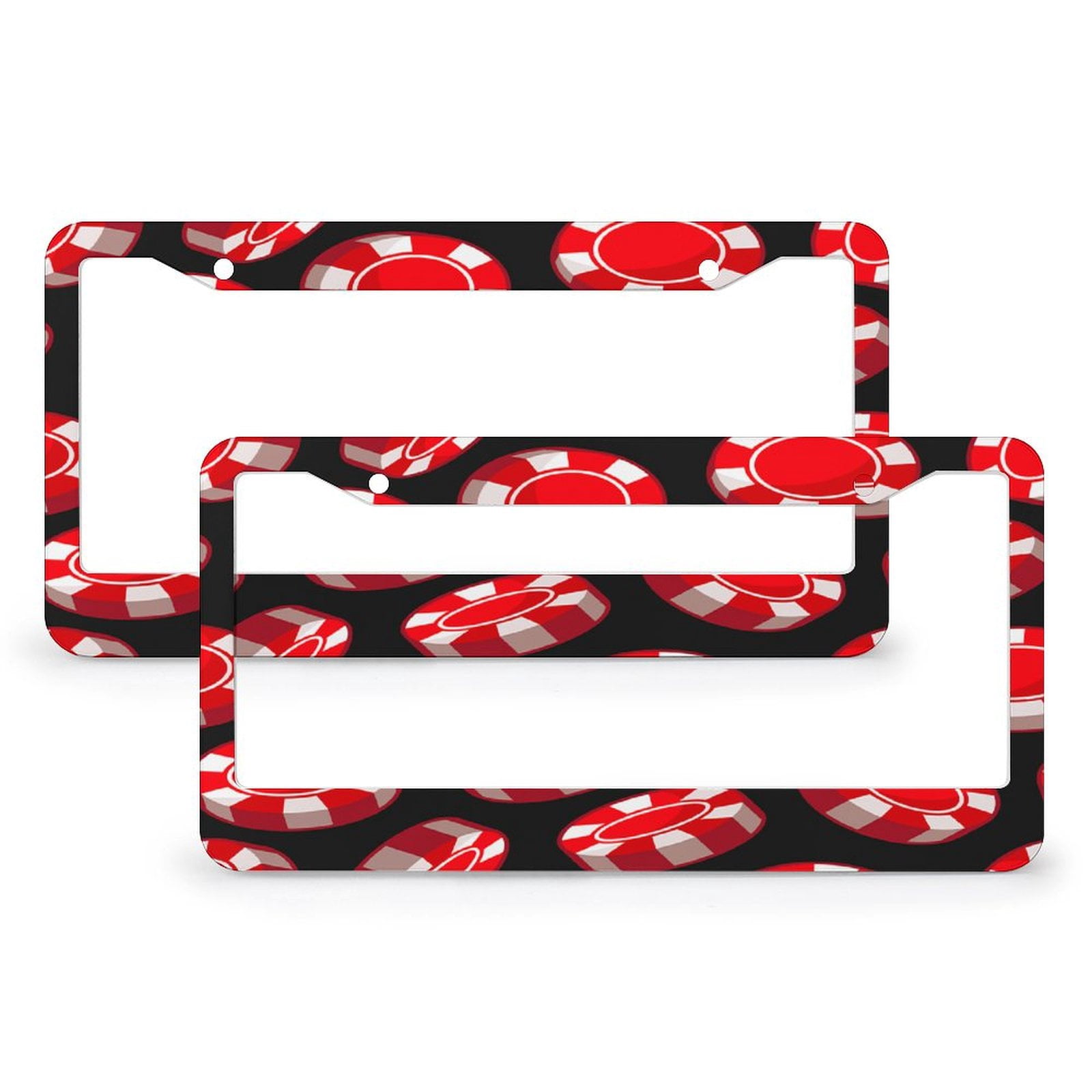 Red Casino Poker Chips Seamless Pattern License Plate Frame 2 Pack ...