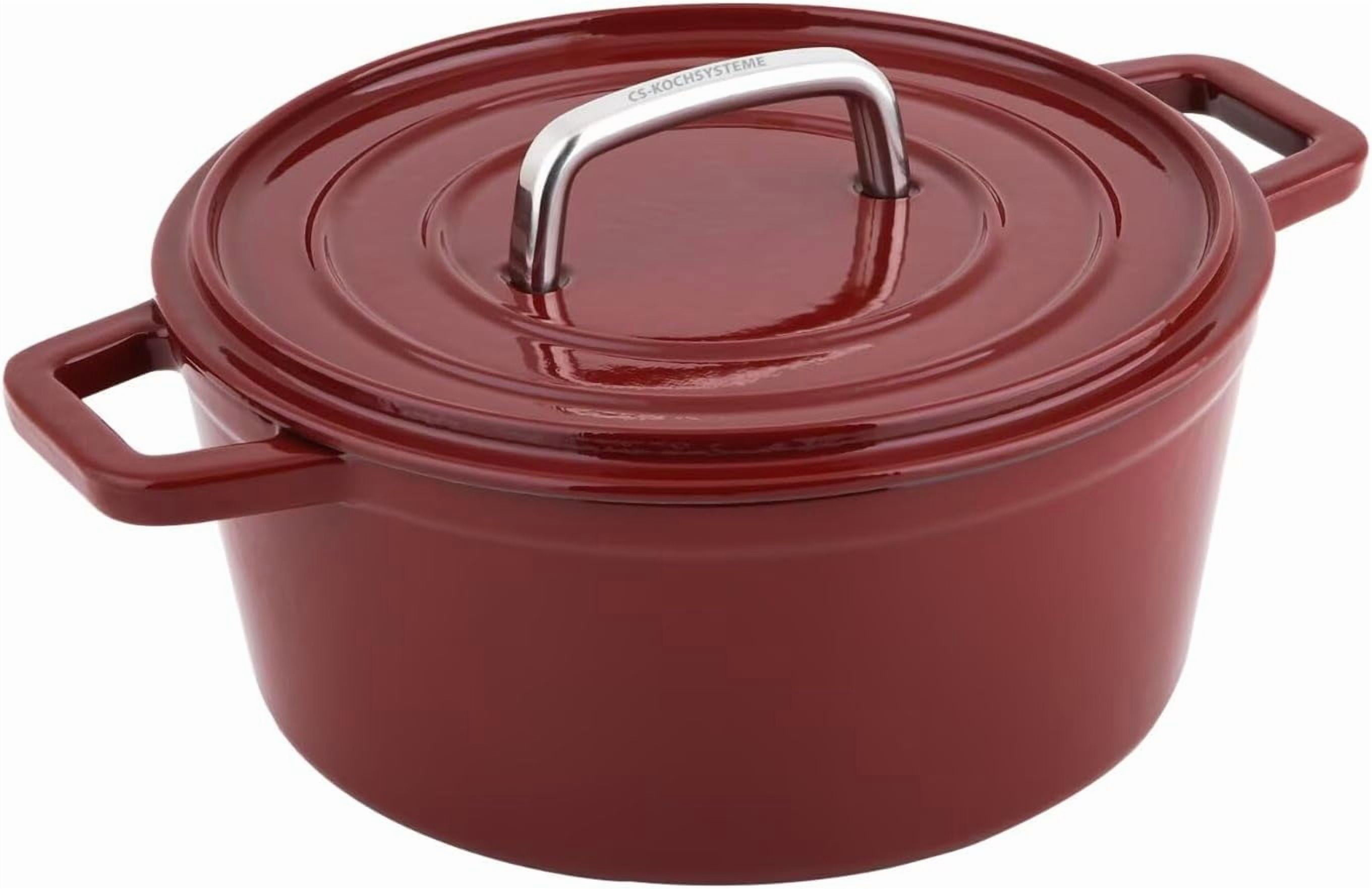 Ink Craft 24cm Cast Iron Casserole Pot with Enamel Lid, Microwavable ...