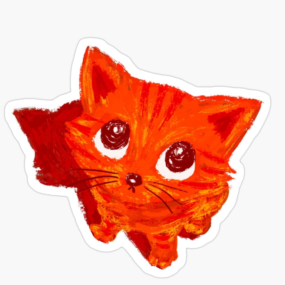 Red Cat Looking Up Sticker Phone Decal Water Bottle Stickers Car Decals ...