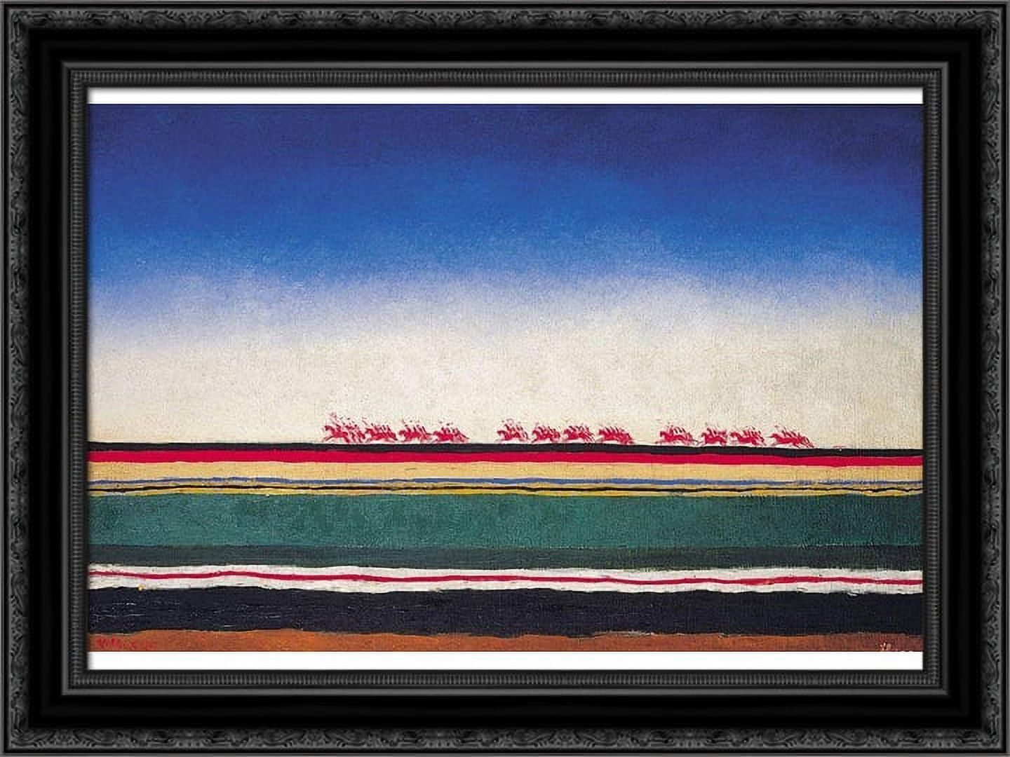 Red Cavalry 24x19 Black Ornate Wood Framed Canvas Art by Malevich ...