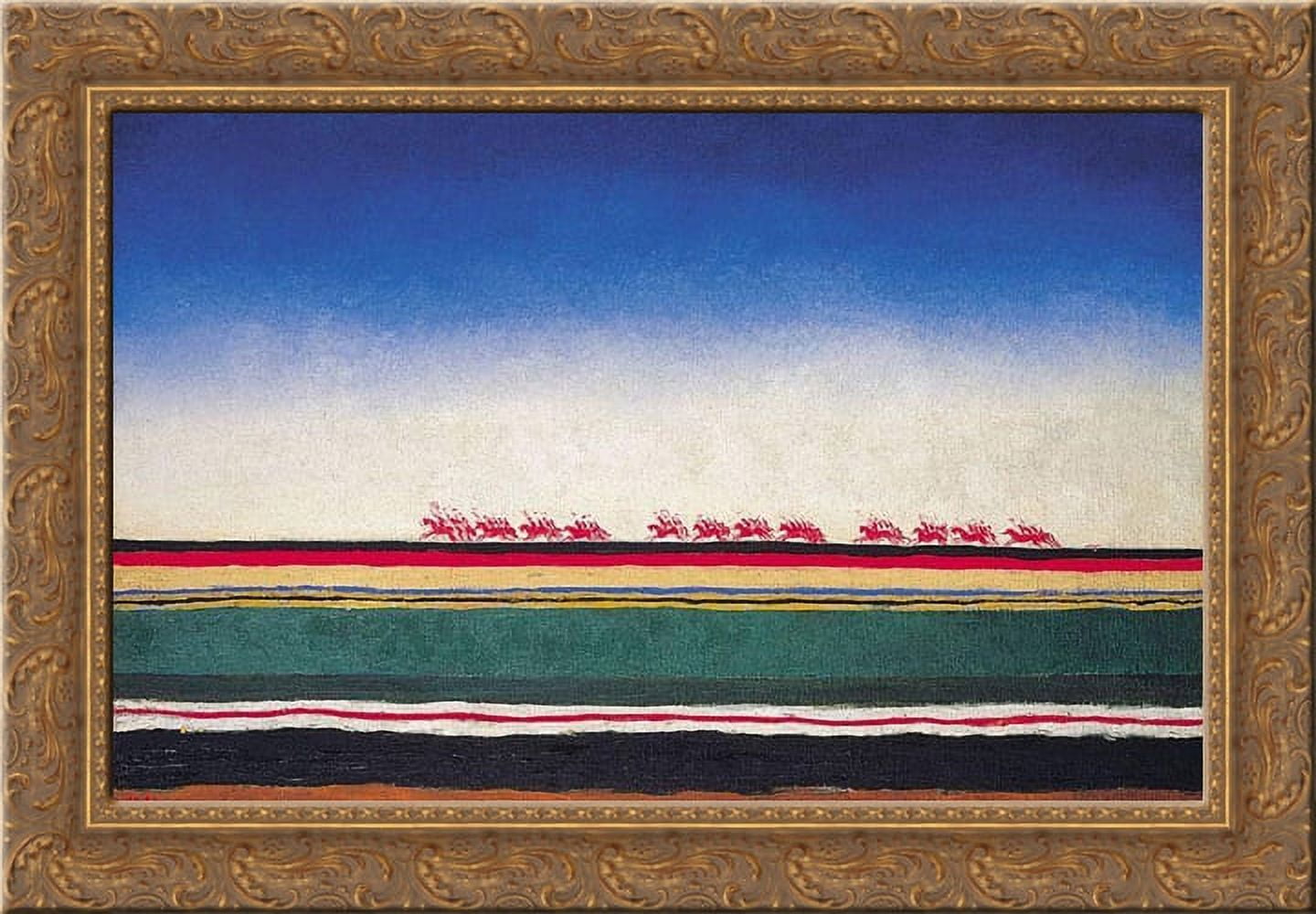 Red Cavalry 24x19 Gold Ornate Wood Framed Canvas Art by Malevich ...