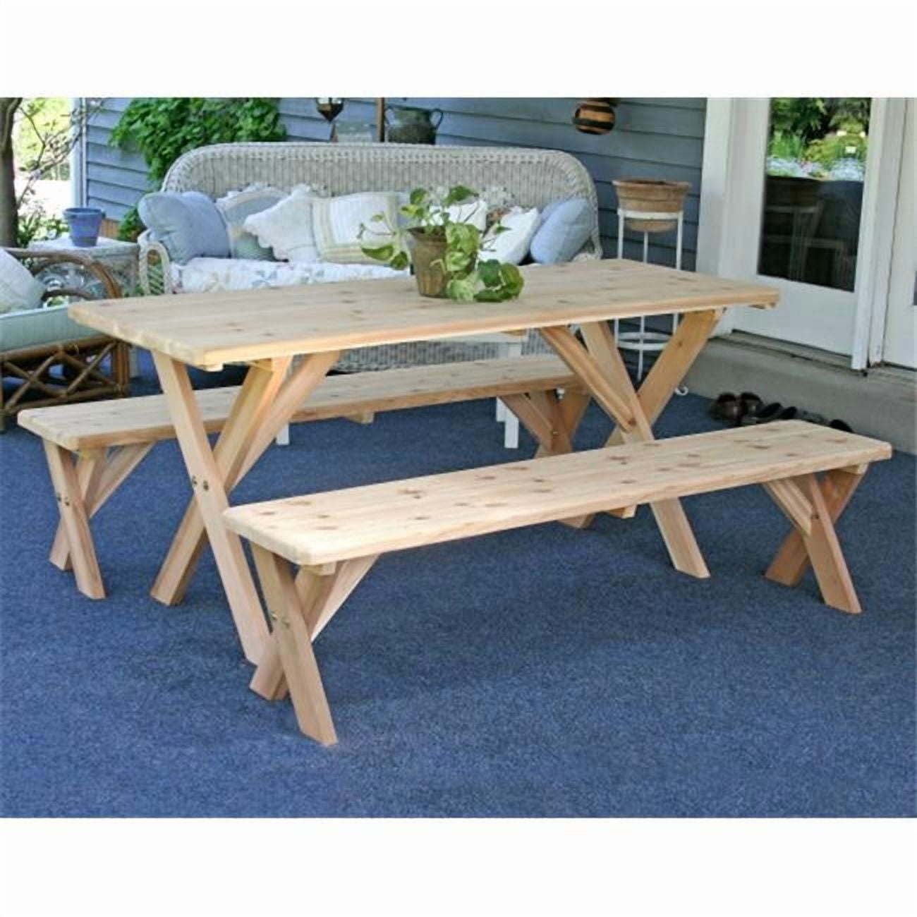 Red Cedar 27 in. Wide 4 ft. Backyard Bash Cross Legged Picnic Table ...
