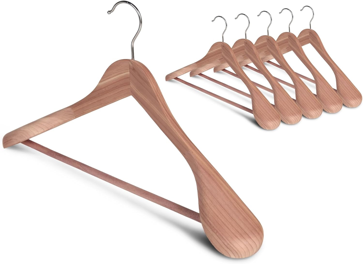 Red Cedar Wood Hangers 6 Pack, Extra Wide Shoulder Wooden Hanger for ...