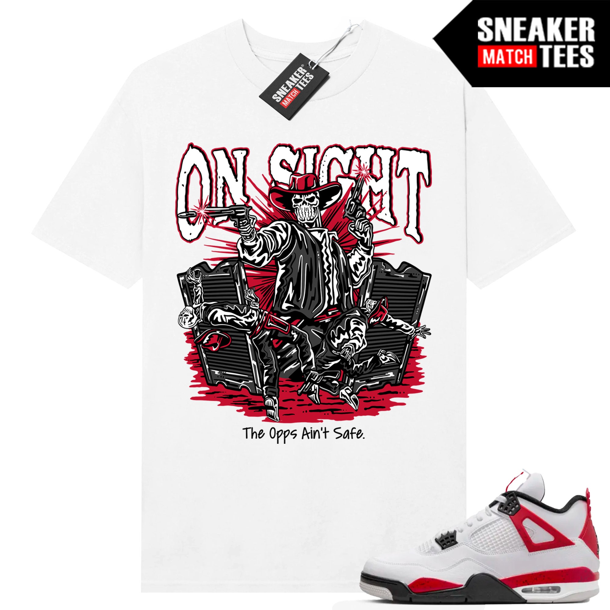 Red Cement 4s to match Sneaker Match Tees White "On Sight" - Walmart.com