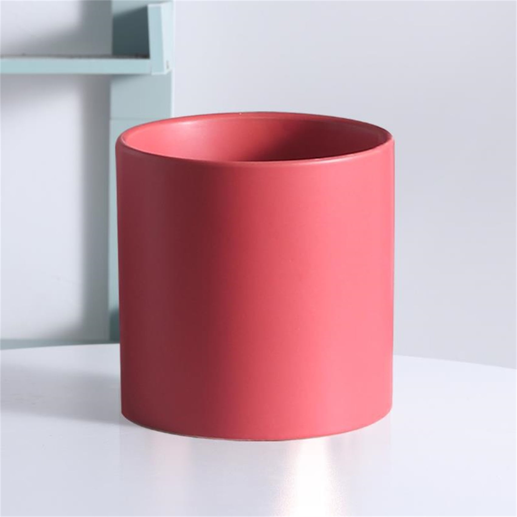 Red Ceramic Planters Medium Cylinder Indoor Plant Pots for Plants ...